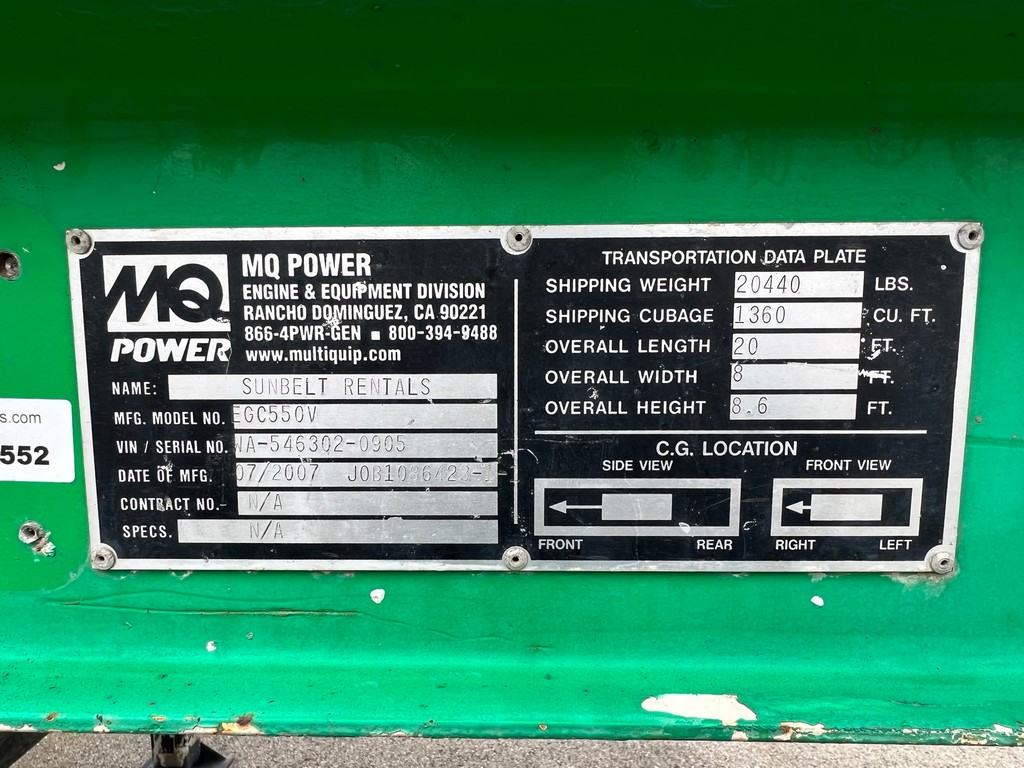 Used Multiquip EGC550V Generator Set - Ninexpower